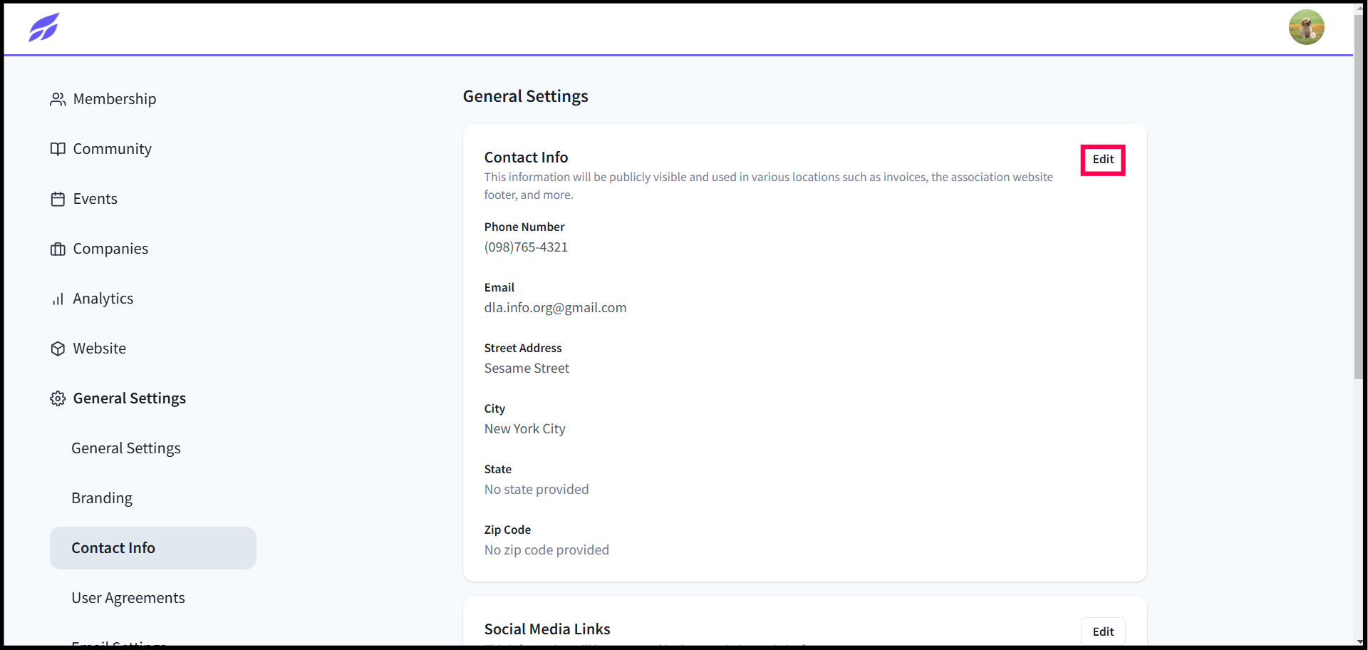 How to set up contact information
